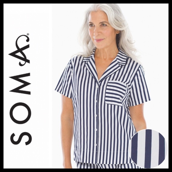 Soma | Intimates & Sleepwear | Nwt Soma Short Sleeve Notch Collar Pj ...